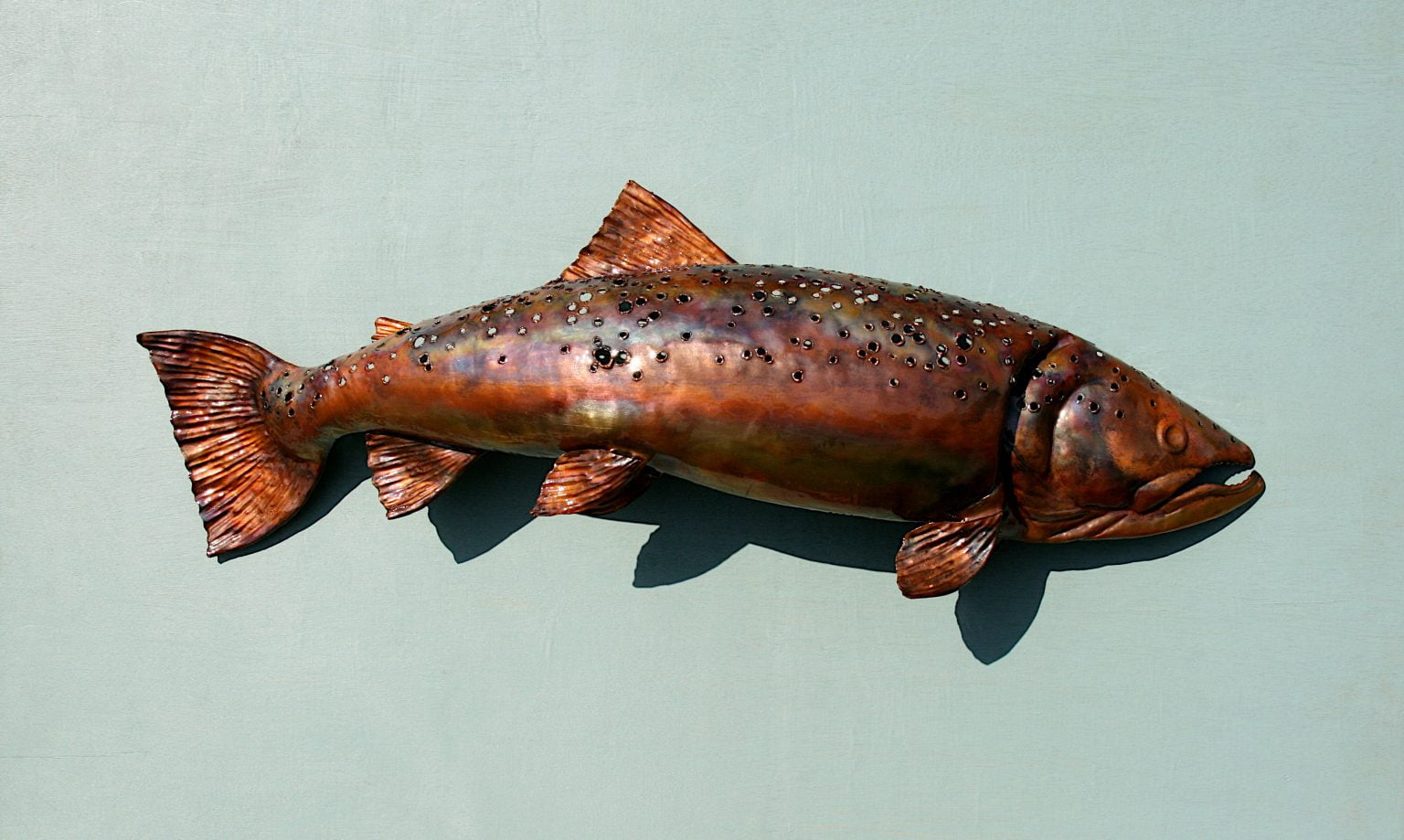 Emily Stone Copper Fish Brown Trout Sculpture 1 - Copper Creatures