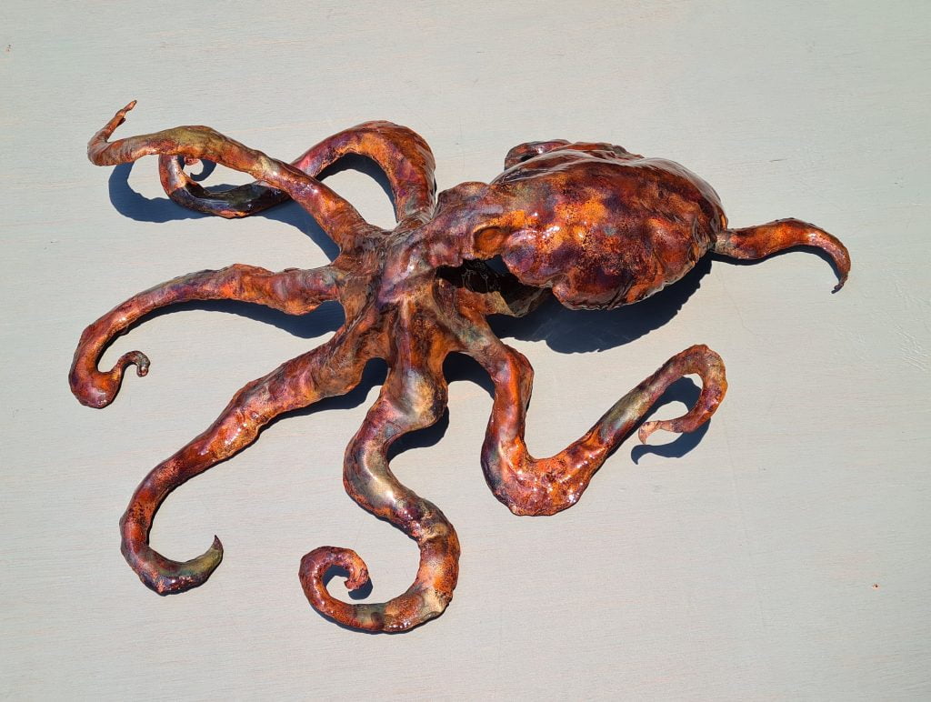 Emily Stone Copper Octopus Sculpture 5 side - Copper Creatures
